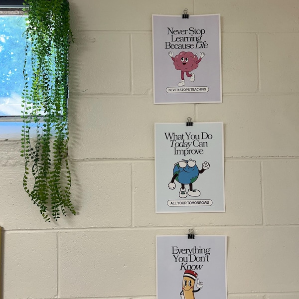 Retro Classroom Bundle: Colorful Growth Mindset Posters, Teacher ...