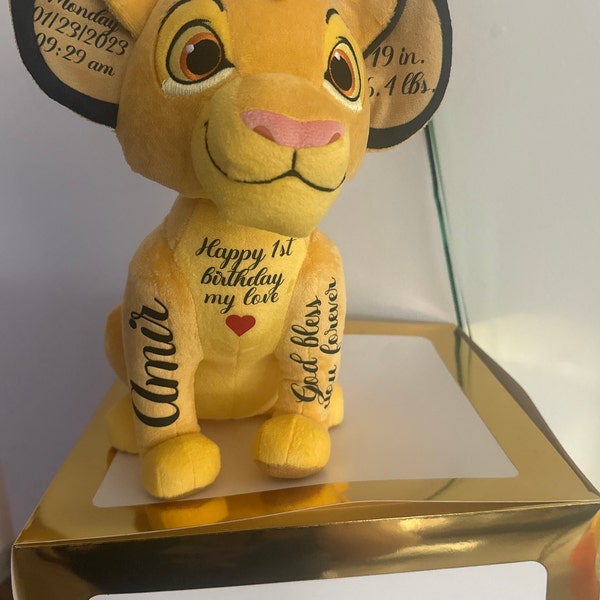 Personalized Disney Simba Plush, Birthday Gift, Birth Announcement ...