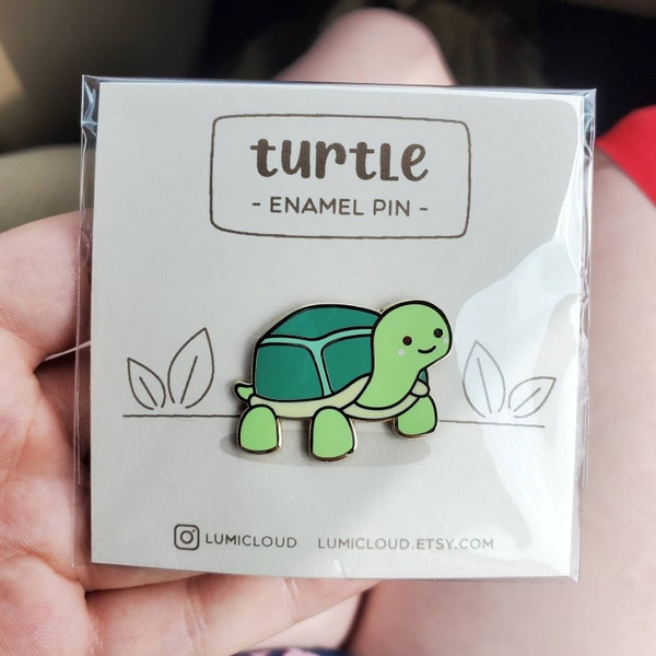 Turtle Pin - Cute Lapel Hard Enamel Pin - Art by Lumicloud - Etsy