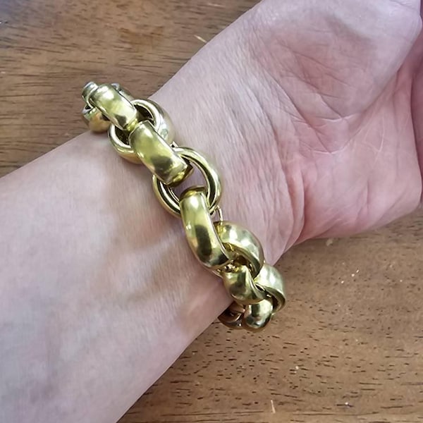 Raw Brass Rolo Bracelet, Paperclip Link Bracelet, Thick Bracelet, Rolo ...