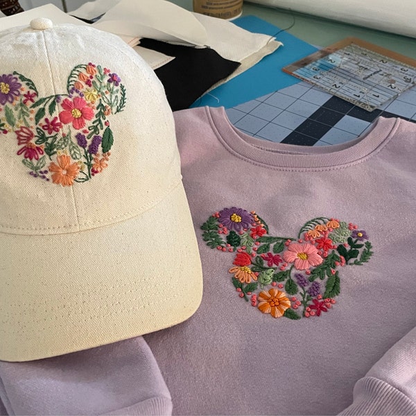 Flower Mickey Embroidery Pattern Floral Embroidery Pattern Mickey Hoop ...