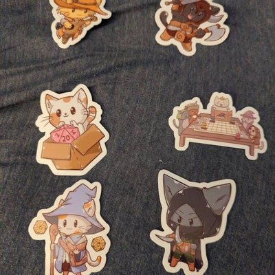 Cats Playing Rpg Sticker Rpg Sticker Tabletop Gaming - Etsy