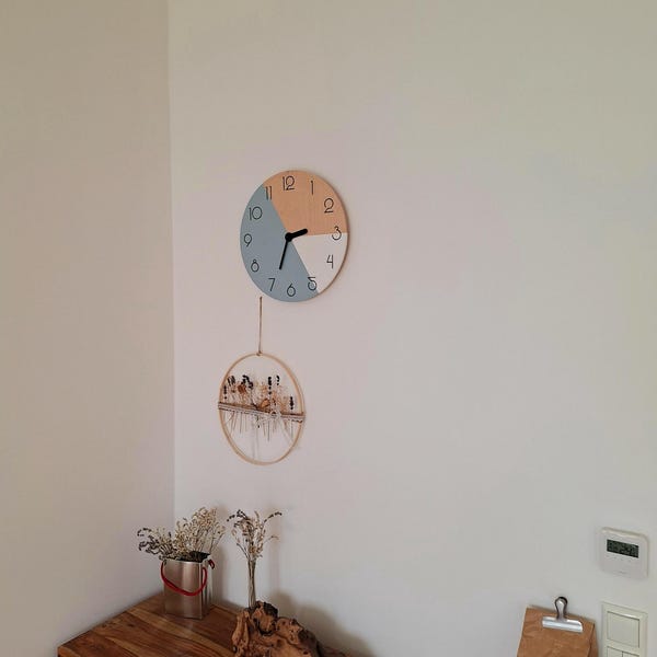 Turquoise Wall Clock Teal Blue Wall Art Color Block Wall Clock Design ...