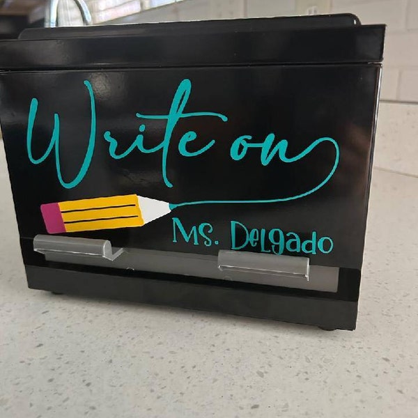 Custom Pencil Dispenser Vinyl Decal Multi Colored Classroom Style Decal ...