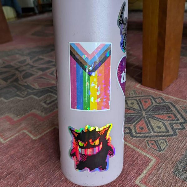 Holographic Pixel Gengar Sticker | Gen 2 Retro Pokemon Vinyl Decal ...