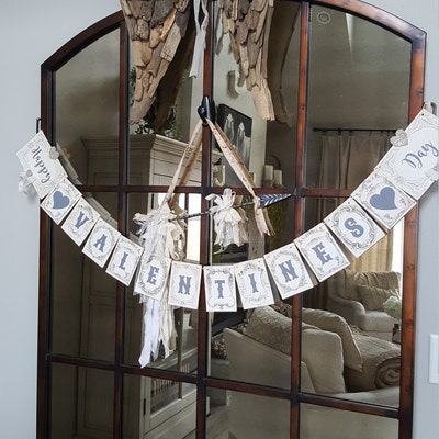 Vintage Style Valentine's Day Banner, Valentine's Day Decor, Happy ...
