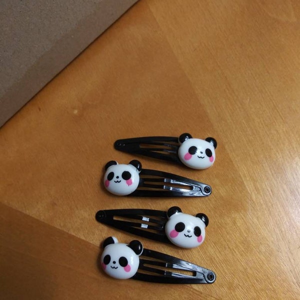 Panda Snap Hair Clips - Pack of 2 - Black - Etsy