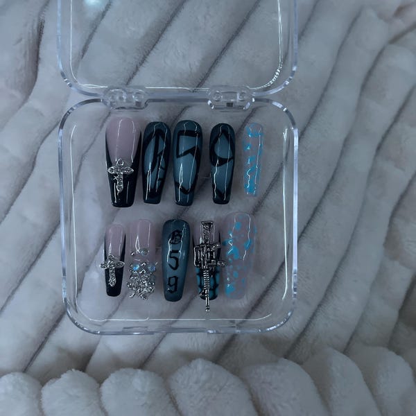 G59 Suicideboys Greyday Red Chrome Ruby Da Cherry Press on Nails Custom ...