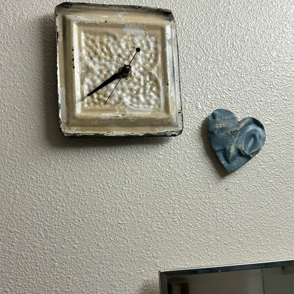 Vintage, Unique Upcycle Wall Décor Ceiling Tin Clock With off Center ...