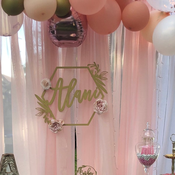 Large Custom Wood Name Sign, Geometric Backdrop Sign, Personalized ...