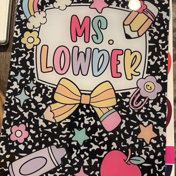 Personalized Teacher Desk Mat, Custom Teacher Composition Book Desk Mat ...