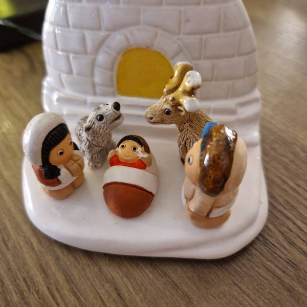 Artic Igloo Nativity Scene - Handmade in Clay - 1 Block - 3.8"x2.2"x2.9 ...