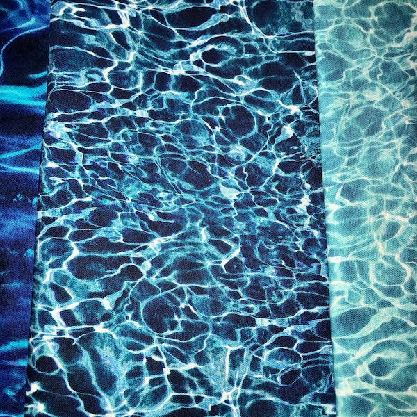Fabric by the Yard ***** Pool Water "ink" ***** OPEN AIR by Q.T ...