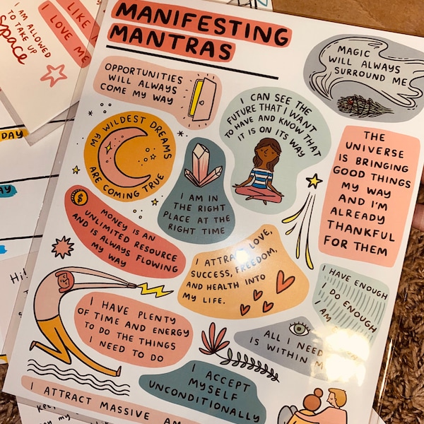 Manifesting Mantras Art Print - Manifest Art Artwork Wall Decor Zen Den ...