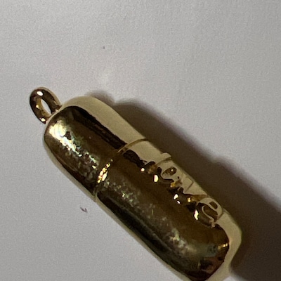 Gold Pill Charm Necklace, Dainty Word Charm Love Pill Bar Pendant ...