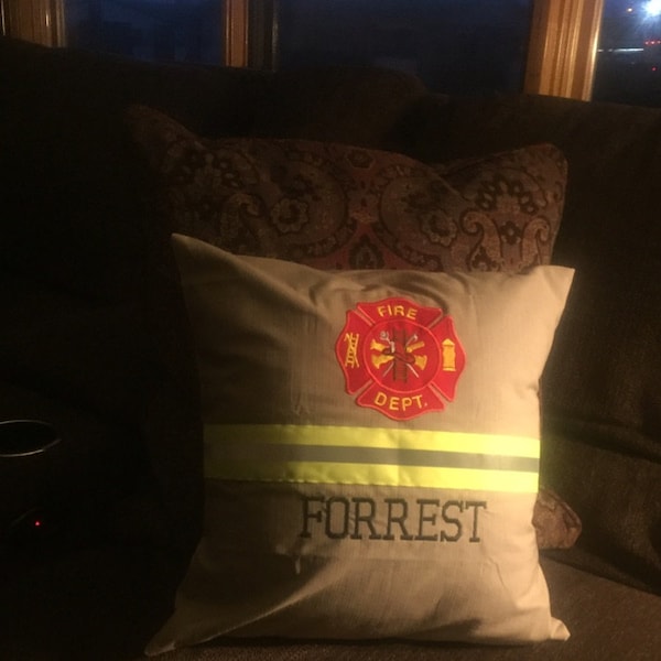 Personalized Firefighter Pillow Cover, Embroidered Maltese Cross ...