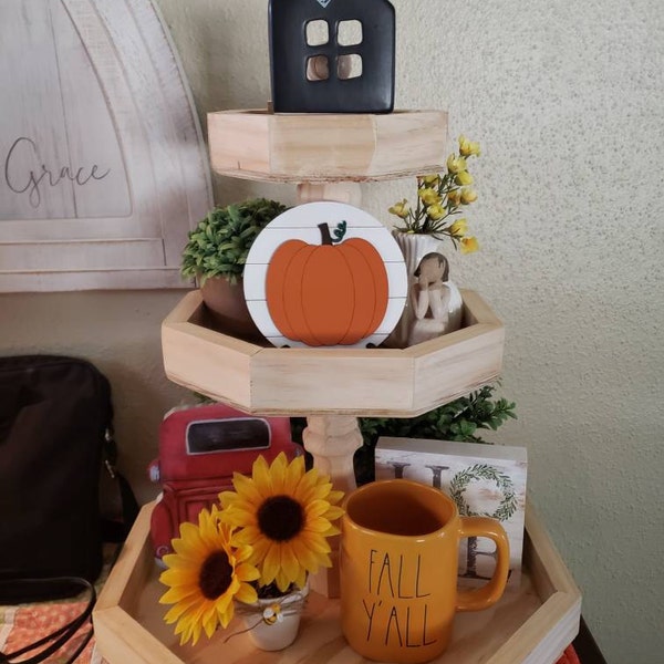 Hello Fall Tier Tray - Fall 3D Mini Signs - Pumpkin - Fall Decor ...