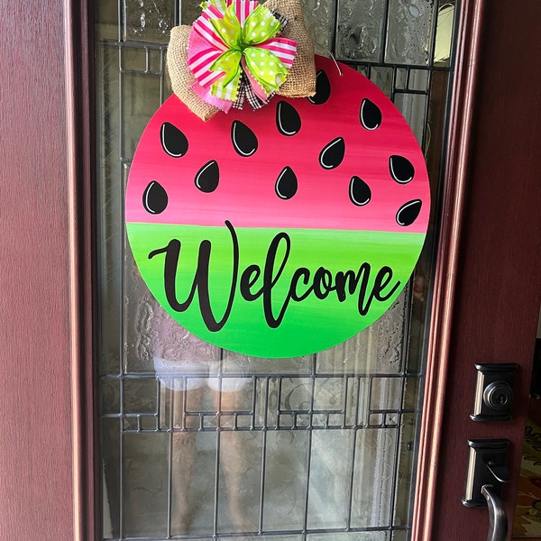 Watermelon Door Hanger, Summer Decor, Wood Cut Out, Hand Painted ...