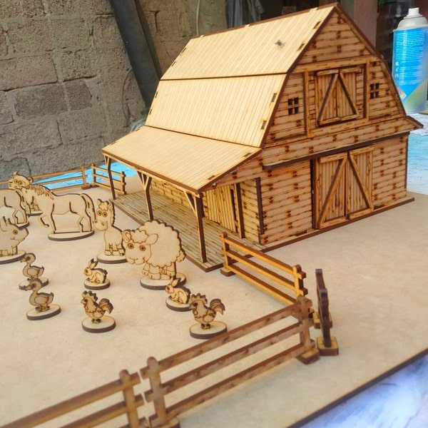 Laser Files for Cutting Wild West Barn SVG 3D Ranch | Dxf | LBRN | Ai ...