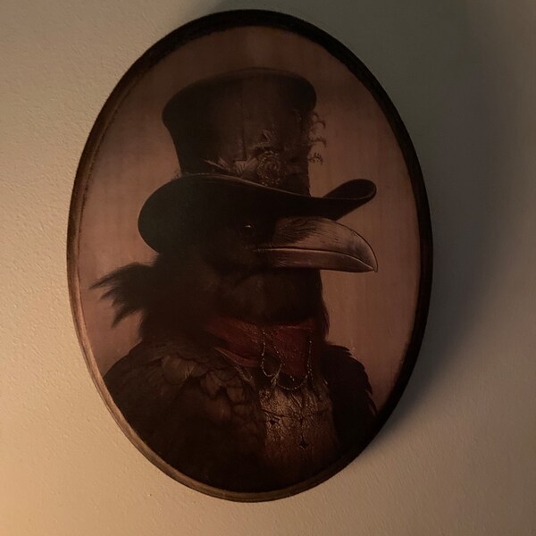 Mr Crow Victorian Portrait - Vintage Style Animal Wall Art - Wooden ...