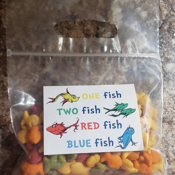 Dr. Seuss Treat Bag Card, Dr. Seuss Printable, One Fish Two Fish, Dr ...