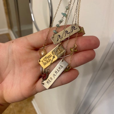 Outer Banks OBX Gold Fill Coordinates Bar Nameplate Layering Necklace ...