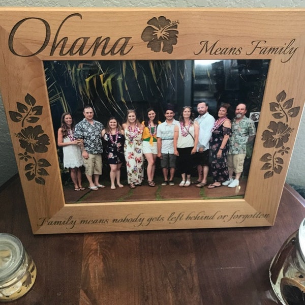 Ohana Family Laser Engraved Wooden Picture Frame Family Hawaiian Themed ...