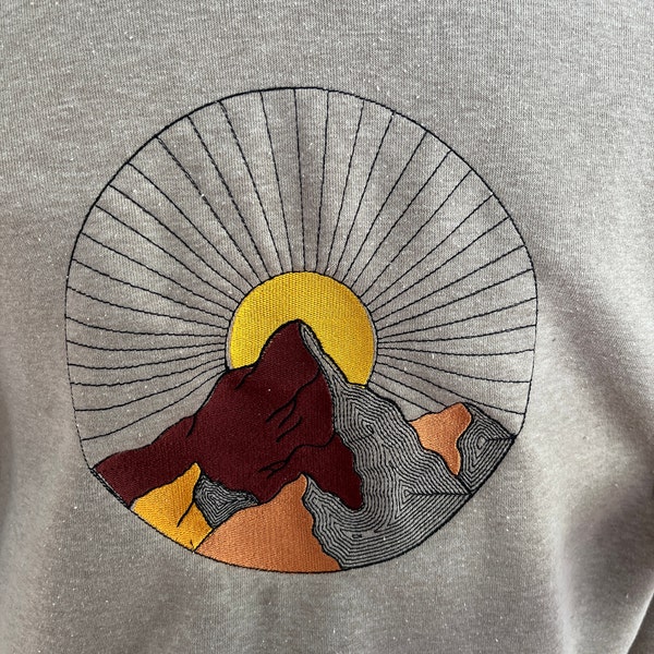 Boho Sunset Mountain Hoop Machine Embroidery Design File 4 Sizes ...