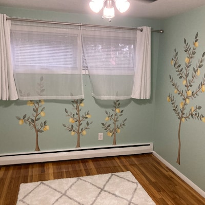 Big Lemon Tree Wall Decals With Leaves, Plastic-free Wall Stickers - Etsy