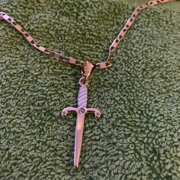 18k GF Large Gold Sword Pendant for Necklace,gold Filled Mens Knife ...