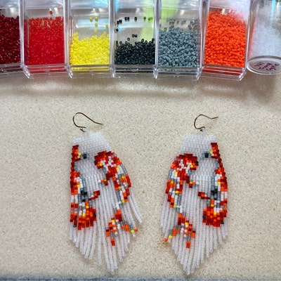 Raven Bead Earrings Pattern Pdfbrick Stitch Seed Bead Digital ...