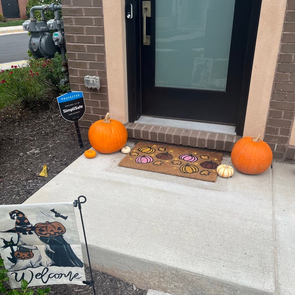 Fall Halloween Doormat, Pumpkin, Pumpkin Doormat, , Floral Ghost Pink ...