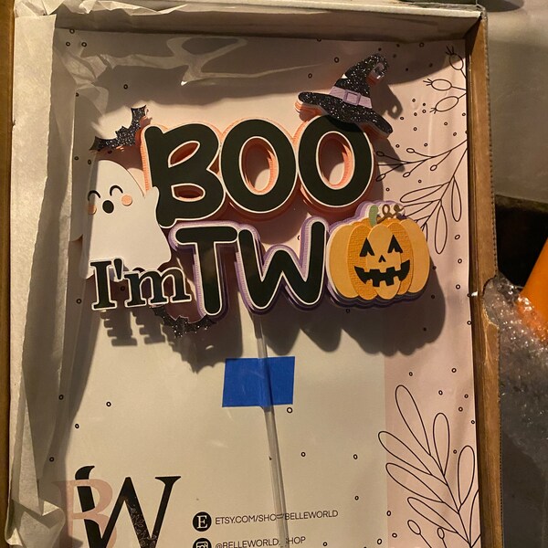 Boo I'm Two Cake Topper | Halloween Cake Topper | Birthday Cake Topper ...