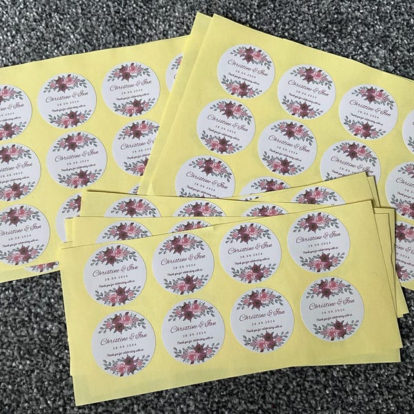 Personalised Nikkah Wedding Stickers, Floral Stickers, Wedding Favour ...