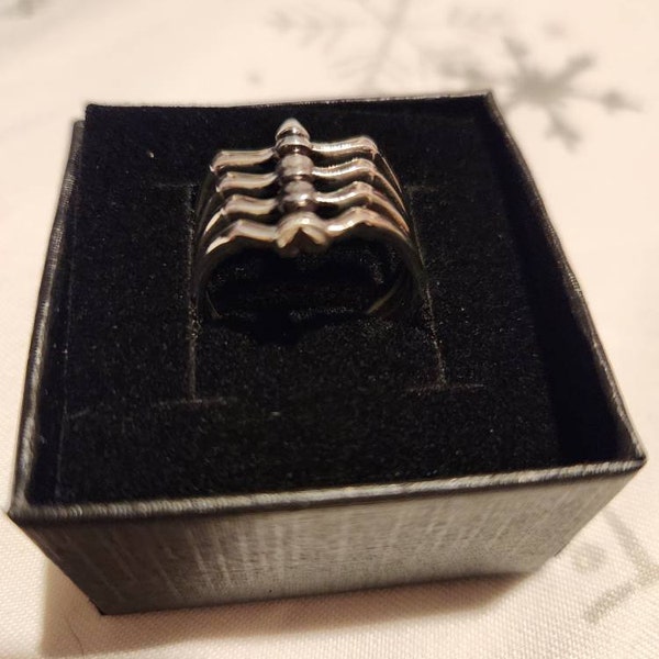 Rib Ring// Sterling Silver// Handmade Solid S925//unique Punk Gothic ...