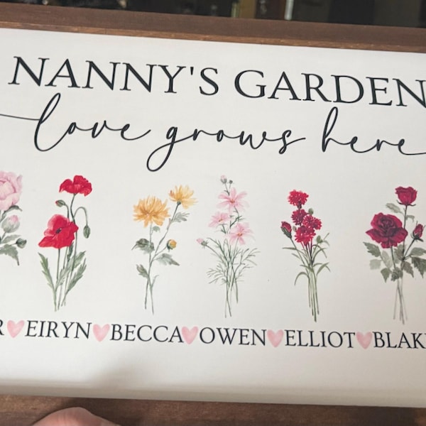 Grandma's Garden, Framed Birth Month Flowers Sign, Grandmas Flower ...