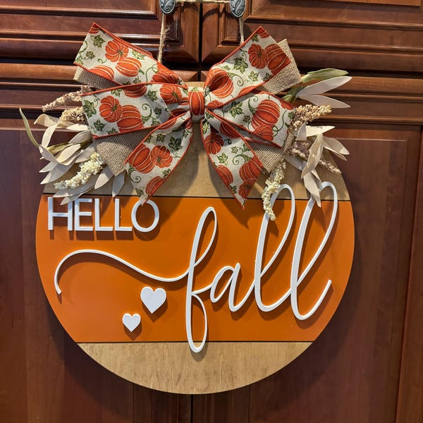 Hello Fall Door Hanger|fall Door Wreath | Personalized | Fall Door ...
