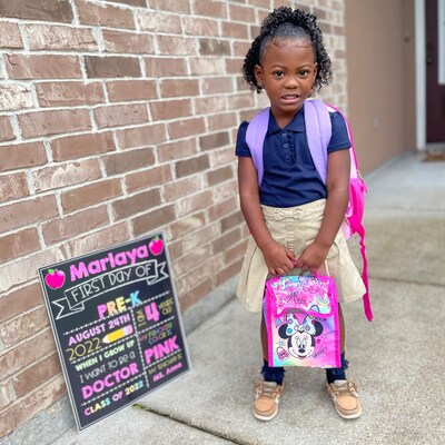 Editable Pink First Day of School Chalkboard Sign, Reusable First Day ...