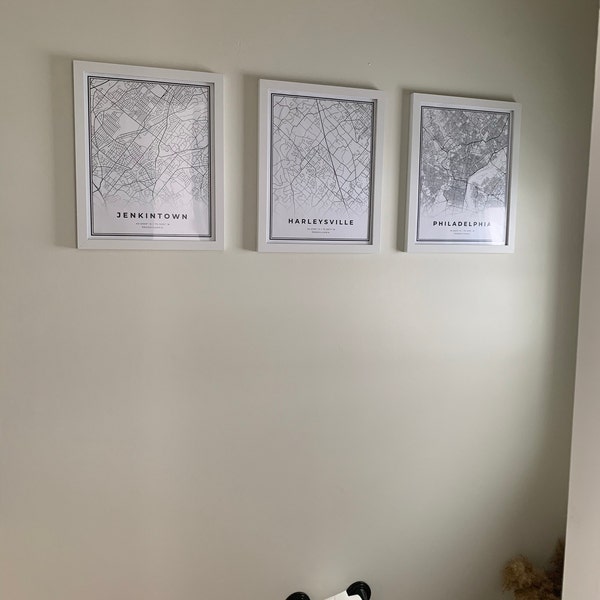 Set of 3 ANY CITY Map Posters, Personalized Map Prints, Custom ...