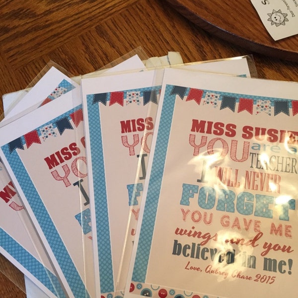 Teacher Appreciation Print - End of Year Teachers Gift - Personalised ...