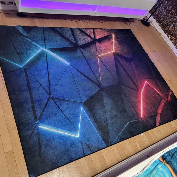 Gamer Rug, Gaming Room Rug, Neon Look Rug, Shining Rug, E-sports Rug ...