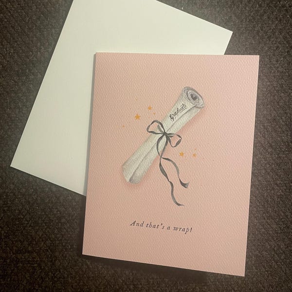That's a Wrap Diploma Graduation Card | Cute Pink Graduation Card | Bow ...