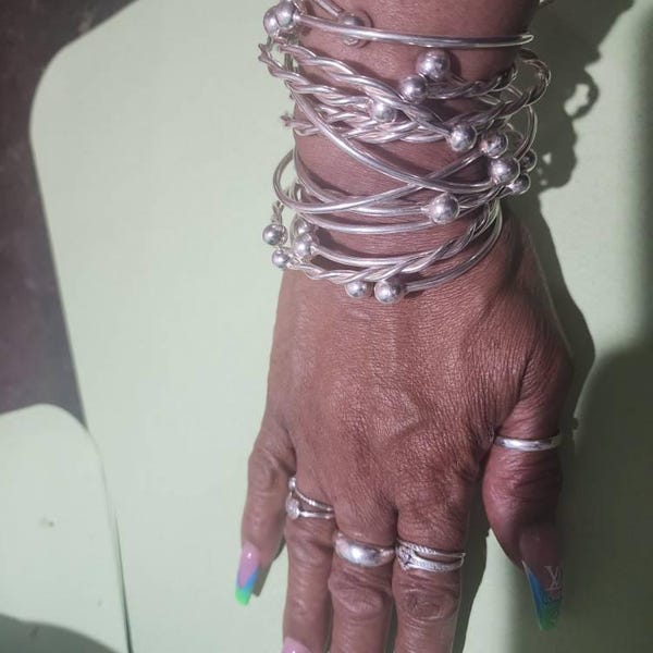 Solid Brass Bangle, Set of 5 Bangle, Brass Bangle Handmade Bangle, Women Bangle, Hammered Bangle ...