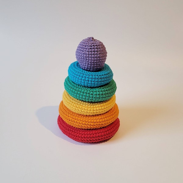 Crochet Baby Toys Montessori Rainbow Stacking Rings Pattern Christmas ...