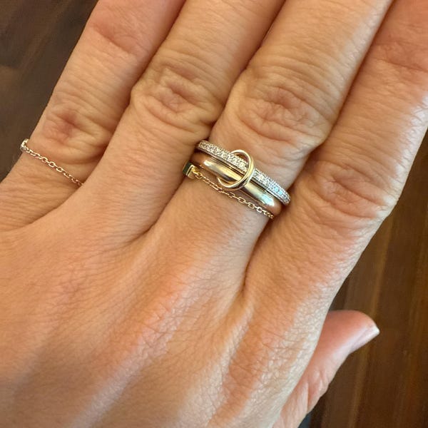 14KGF Heavy Fit Triple Silver and Yellow Gold Filled Ring, Maximum ...