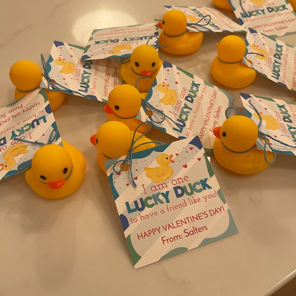 Printable Lucky Duck Valentine's Day Tags, Classroom Exchange Cards for ...
