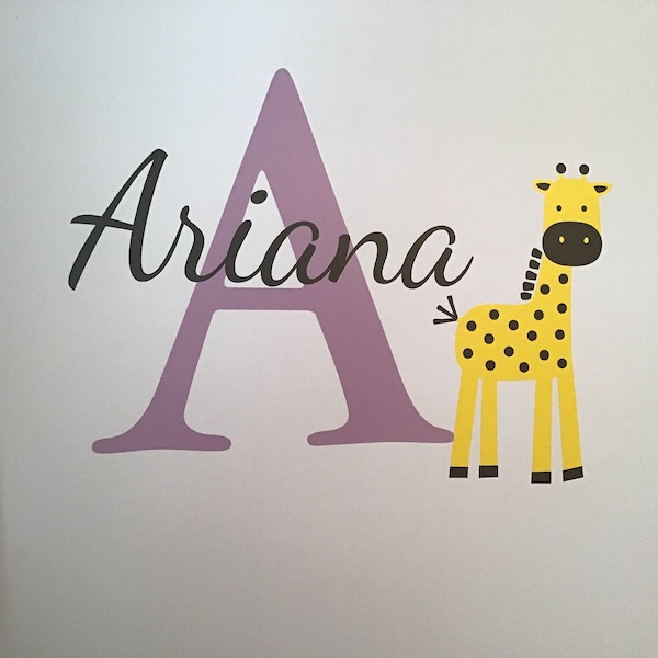 Giraffe Monogram Personalized Name and Initial Vinyl Decal Boy Girl ...