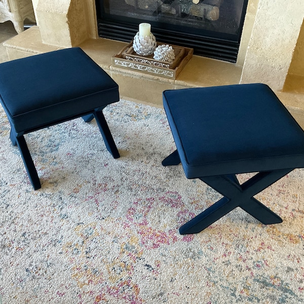 CUSTOM Upholstered X-benches - Design YOUR Own - With ANY Fabric - Etsy