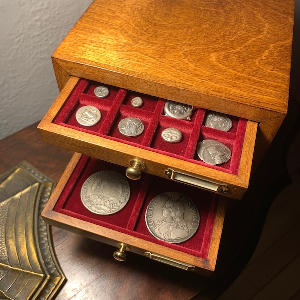 Art. CAP08 Wooden Coin Cabinet for Ancient Coins, Gold, Silver. Coin ...