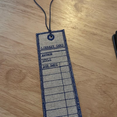 Library Card Bookmark Embroidered Bookmark - Etsy